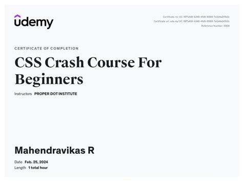 Completed Css Crash Course On Udemy Mahendra Vikas Posted On The