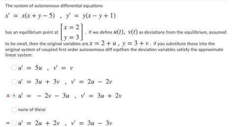 solved the system of autonomous differential equations x