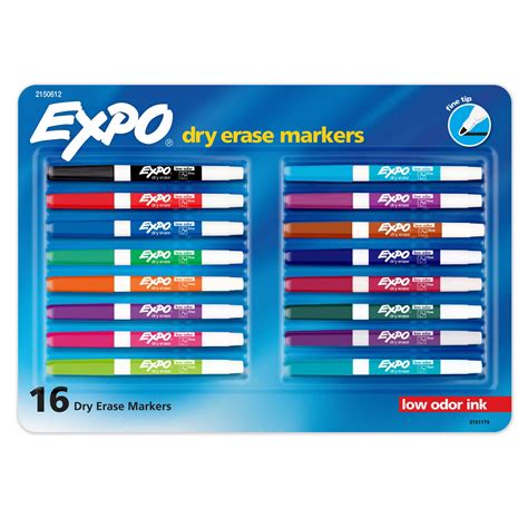 Expo Dry Erase Markers Fine Tip Assorted Vibrant Colors 16 Count