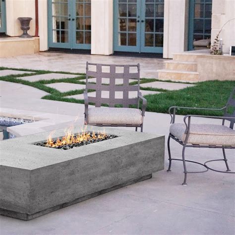Tavola 5 80 Inch Rectangular Gfrc Propane Fire Pit Table In Ebony By