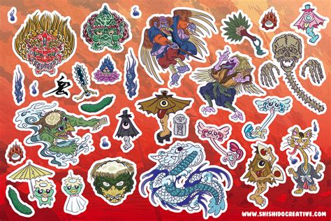 Yokai Ocs• 4x6 Vinyl Sticker Sheet Shishido Creative