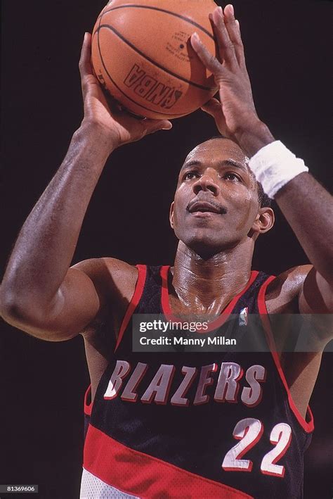 Closeup Of Portland Trail Blazers Clyde Drexler In Action Taking