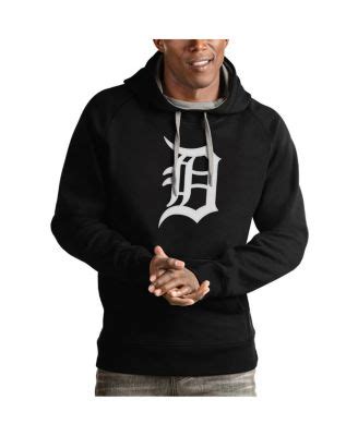 Antigua Mens Black Detroit Tigers Victory Pullover Team Logo Hoodie
