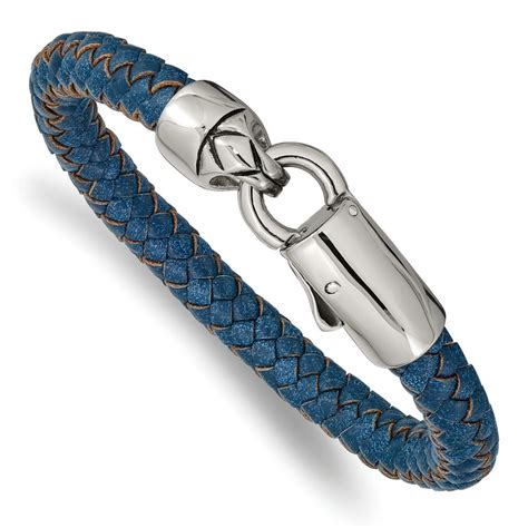 Chisel Chisel Stainless Steel Antiqued And Polished Blue Braided