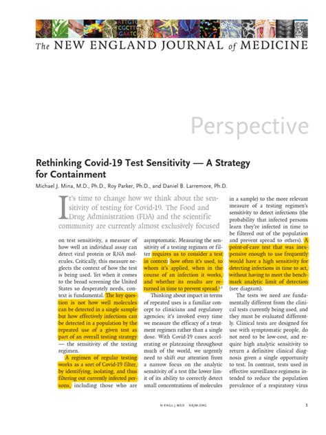 Test Sensibilidad Para Utilizar En Rastreos Nejmp2025631 Pdf