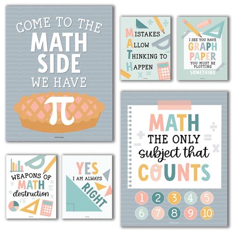 Boho Math Bulletin Board Classroom Decor Posters Set Of 6