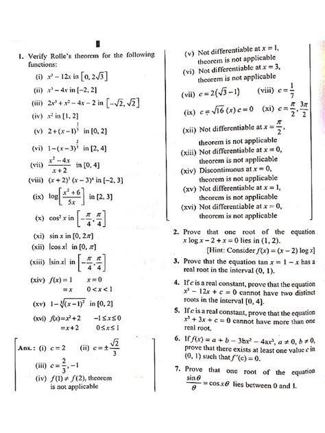 Rolles Theorem Unsolved Problems Pdf