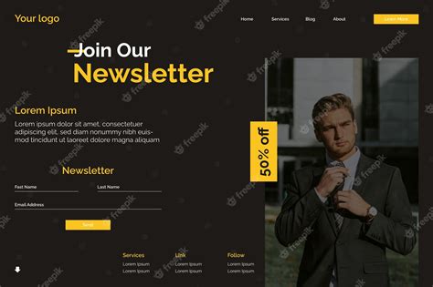 Premium Vector | Newsletter website landing page design template