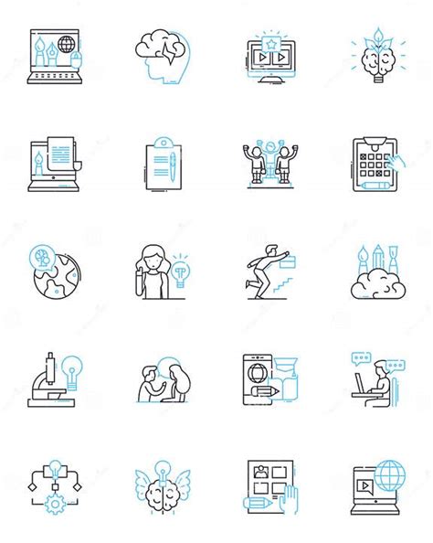 Electronic Learning Linear Icons Set E Learning Digital Online Virtual Remote Technology