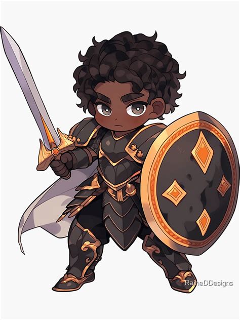 Cute Paladin Chibi With Sword And Shield Sticker For Sale By Raineddesigns Redbubble