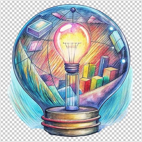 into a bulb a holographic display showing innovative business solutions