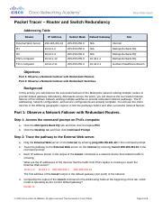 Packet Tracer Router And Switch Redundancy Docx Packet Tracer Router And Switch