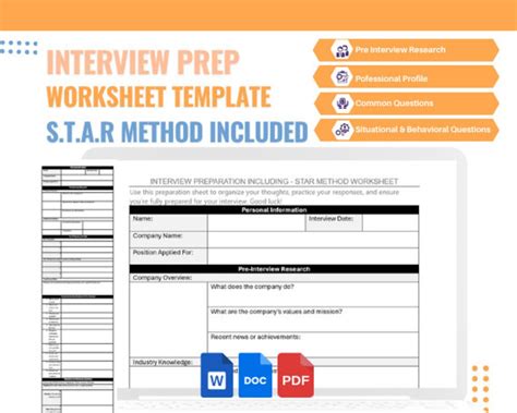 Interview Practice Guide S T A R Method Worksheet Etsy