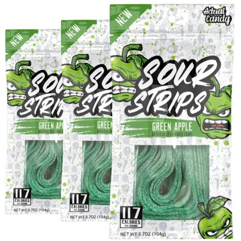 6 Pack Green Apple Sour Strips Best Actually Sour Chewy Green Apple