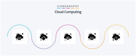 Cloud Computing Glyph 5 Icon Pack Including Info Cross Cloud Warning
