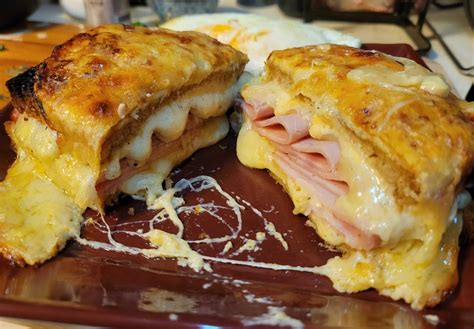 [homemade] Croque Monsieur With Gruyère Emmenthaler And Mornay Sauce R