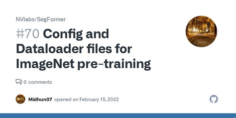 config and dataloader files for imagenet pre training · issue 70