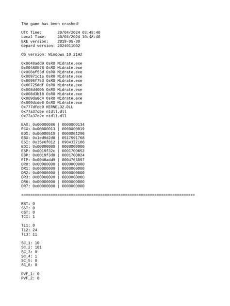Gamecrashlog Pdf Microsoft Windows Operating System Technology