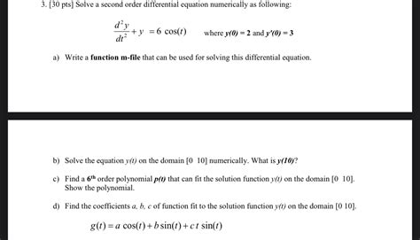 Solved 30 ﻿pts ﻿solve A Second Order Differential Equation
