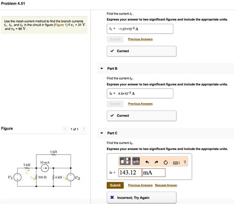 solved problem 4 51 find the current i1 use the mesh current method