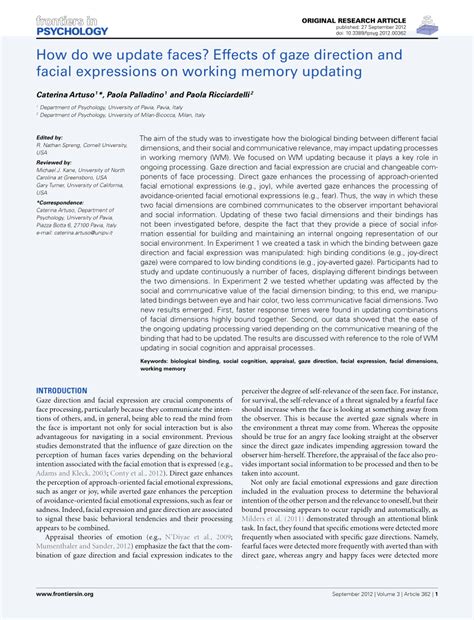 Pdf How Do We Update Faces Effects Of Gaze Direction And Facial