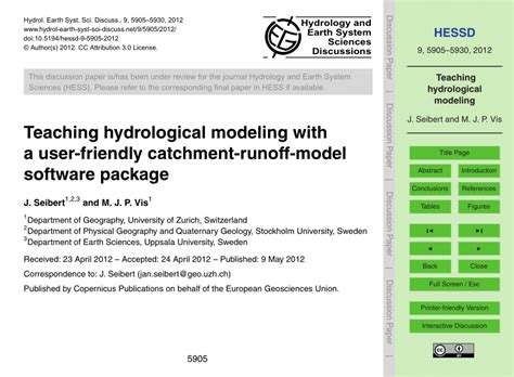 Pdf Teaching Hydrological Modeling With A User Friendly Catchment