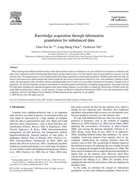 PDF Knowledge Acquisition Through Information Granulation For Imbalanced Data DOKUMEN TIPS