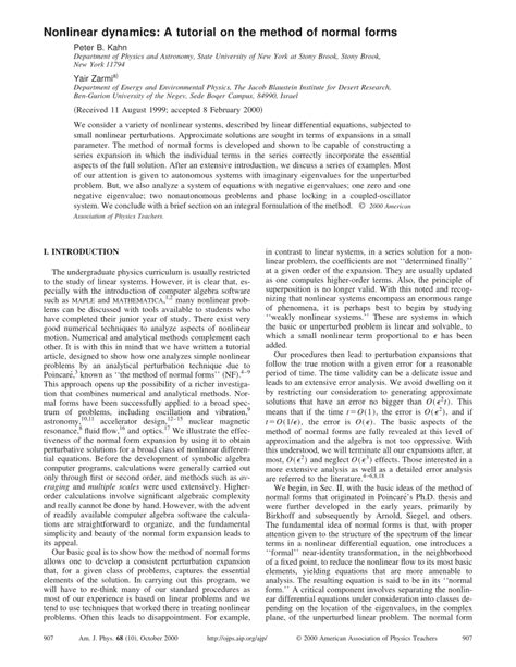 PDF Nonlinear Dynamics A Tutorial On The Method Of Normal Forms