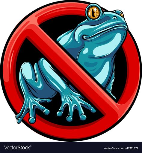 Stop Frog Forbidden Red Road Sign Ban Toad Vector Image