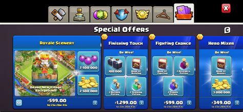 Royale Scenery In Clash Of Clans New Base Scenery Offers And More