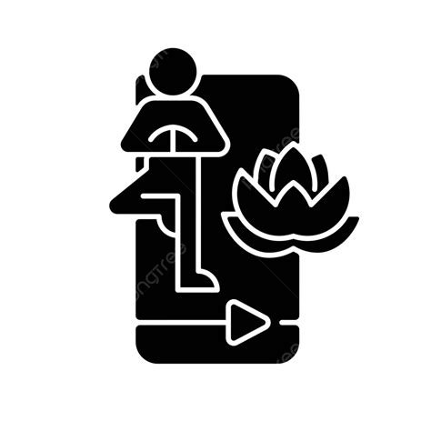 Online Yoga Tutorial Black Glyph Icon Practice App Classes Vector