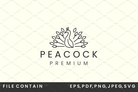 Peacock Bird Minimalist Linear Logo Masterbundles