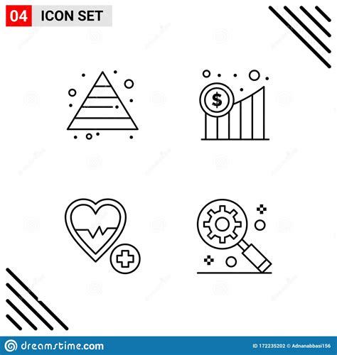 Pixle Perfect Set Of 4 Line Icons Outline Icon Set For Webite