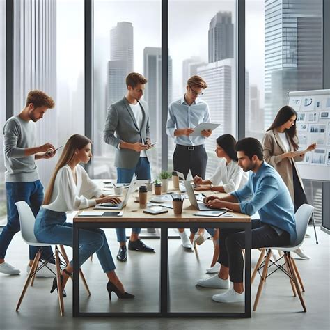 Premium Photo Realistic Photo People Working In Marketing Agency