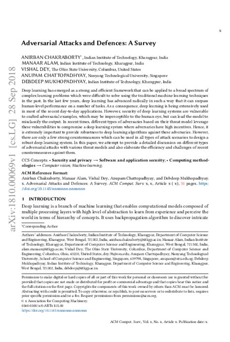 Pdf Adversarial Attacks And Defences A Survey