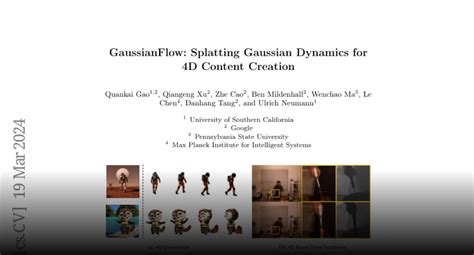 Paper Page Gaussianflow Splatting Gaussian Dynamics For 4d Content Creation