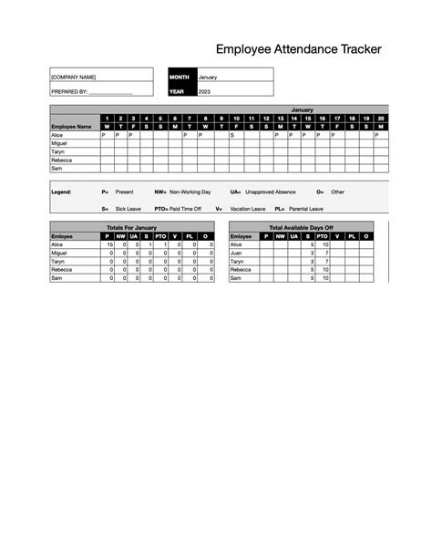 Daily Employee Attendance Printable Pdf Attendance Tracker Etsy