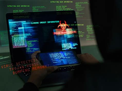 Premium Photo Cybersecurity Fraud And Hands On A Laptop And Phone