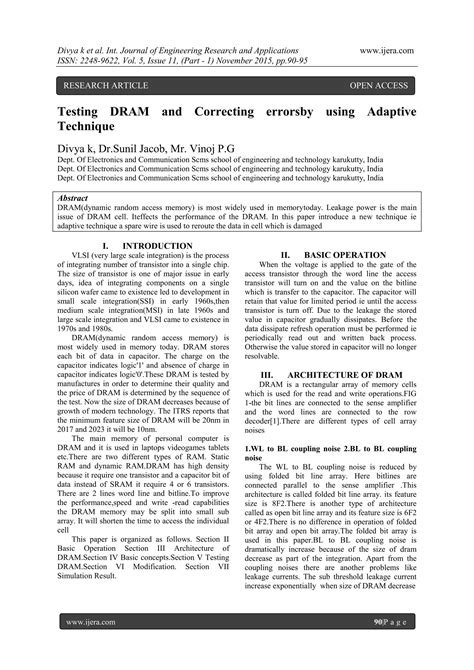 Testing Dram And Correcting Errorsby Using Adaptive Technique Pdf