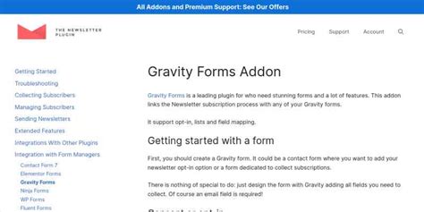 Newsletter Gravity Forms Addon Pluginsforwp