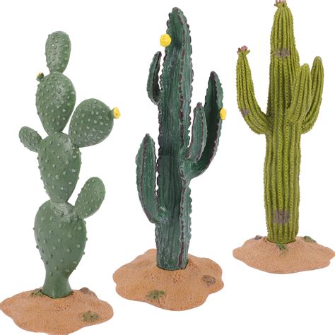 3 Pcs Mini Cactus Figurines Set For Office Decor Craft Ornaments Tiny