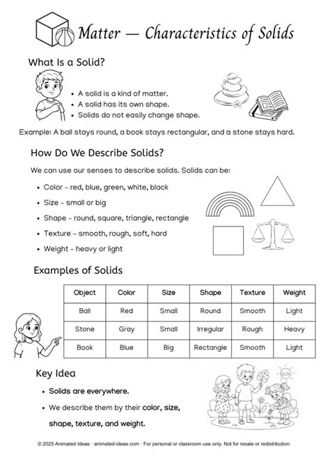 Characteristics Of Solids Printable Guide Grade 3 Science Animated