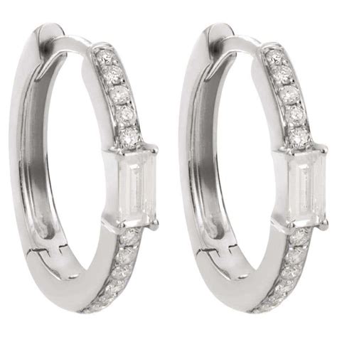 Luxle Natural 10 Cttw Diamond Huggie Hoop Earrings In 18k White Gold