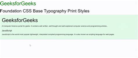 Foundation CSS Base Typography Print Styles GeeksforGeeks