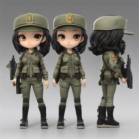 Premium Ai Image A Chibi Cartoon Tyle3dbrazilian Army Character Girl