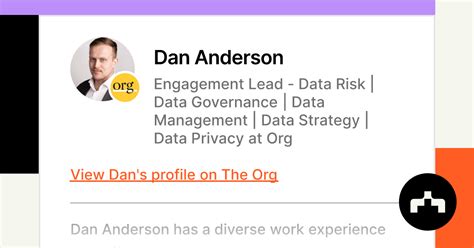 Dan Anderson Engagement Lead Data Risk Data Governance Data Management Data Strategy