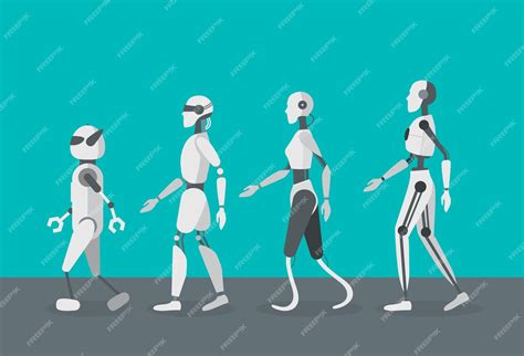 Premium Vector Cartoon Color Android Robots Set Vector