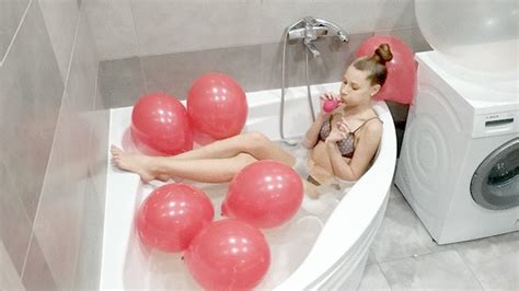 Sex Beauty With Balloons The Girl Plays Hugs And Blows Up Balloons