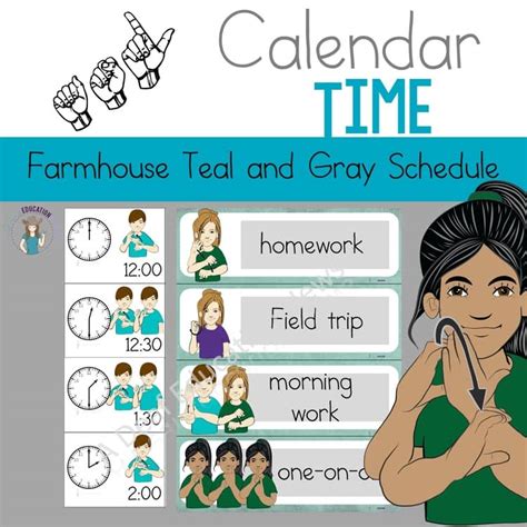 Asl Farmhouse Teal And Gray Classroom Schedule By A Deaf Education News