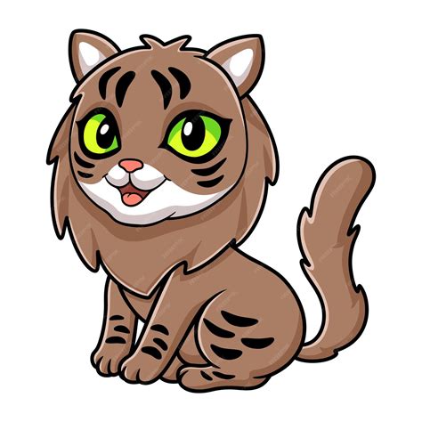 Premium Vector Cute Siberian Cat Cartoon Sitting